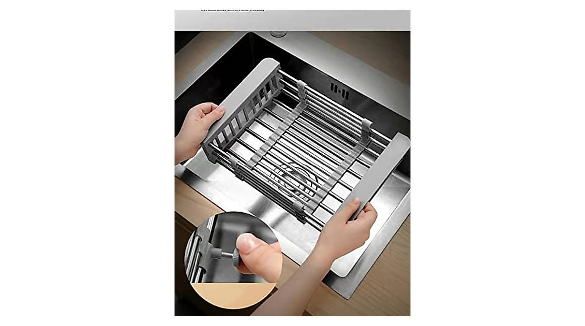 Temu Stainless Steel Kitchen Drain Rack | Retractable Sink Shelf