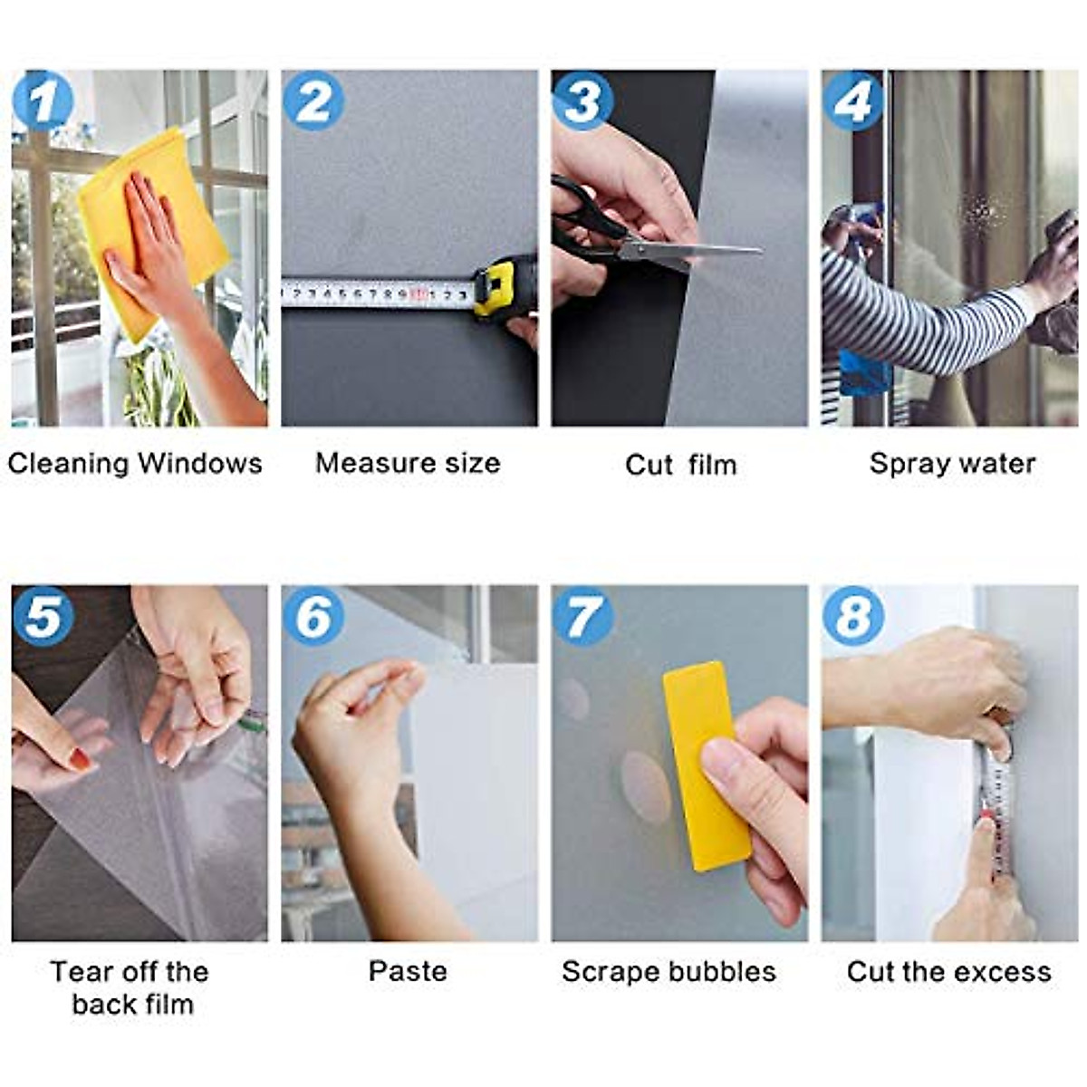 Girl and Cat Window Privacy Film Frosted Removable Glass Covering for Bathroom Office Living Room Anti UV Non-Adhesive Window Decals Window Stickers Unique Bamboo Pattern (23.6 inch X 78.7')