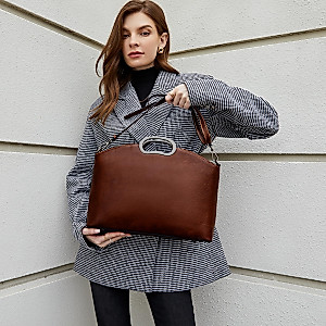 HESHE Leather Purses Shoulder Handbags for Women Tote Bags Satchel Bag Crossbody Bags Large Capacity Designer Hobo Purse (Brown)