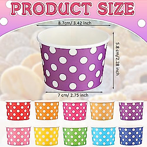 Zeyune 500 Pcs Ice Cream Cups Disposable Snack Cup Multicolor Paper Dessert Cup Bowl for Wedding Birthday Party Supplies(6.5 oz)