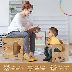 Nuoex Montessori Weaning Table and Chair Set for Read,Play, Wooded Toddler Table and Chairs for 1-5 Year Old, Kids Activity Table and Chair Step Stool Montessori Furniture Birthday Gift