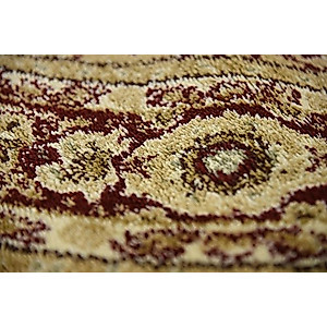 Unique Loom Versailles Collection Traditional Classic Border with Medallion Motif, Area Rug (6' 0 x 6' 0 Round, Burgundy/ Ivory)