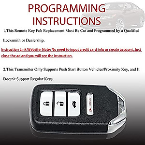Key Fob Remote Replacement Fits for Honda Accord 2013-2015/CIVIC 2014-2015 ACJ932HK1210A Keyless Entry Remote Control 72147-T2A-A01