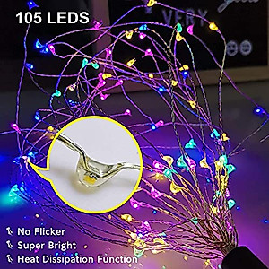 JORETLE Solar Garden Lights, Outdoor Solar Decorative Lights Solar Firework Lights 105 LED Powered 35 Copper Wires String Light, DIY Firework Lights for Garden, Patio, Countyard (2 Pack, Multi-Color)