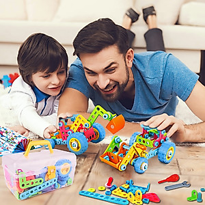 keefun Building Toys for Kids Ages 4-8, STEM Toys 6 in 1 Engineering Building Blocks Set, 118 Pieces Educational Construction Kit with Storage Box, Gifts for Kid Ages 4 5 6 7 8 Year Old Boys Girls