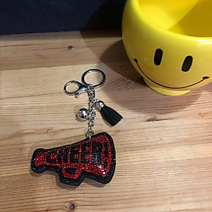 Popfizzy Bling Cheer Keychain for Girls and Women, Rhinestone Cheer Bag Charm, Cheerleader Gifts, Cheerleading Megaphone Backpack Key Chain