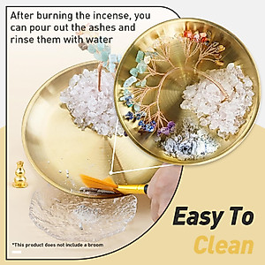 Crystal Tree Palo Santo Holder, 7 Chakra Incense Holder, Brass Incense Holder 5.5 inches, 6 in 1 Ash Catcher for Incense Sticks/Coil Incense/Sage/Incense Cones Yoga Meditation Room Home Décor