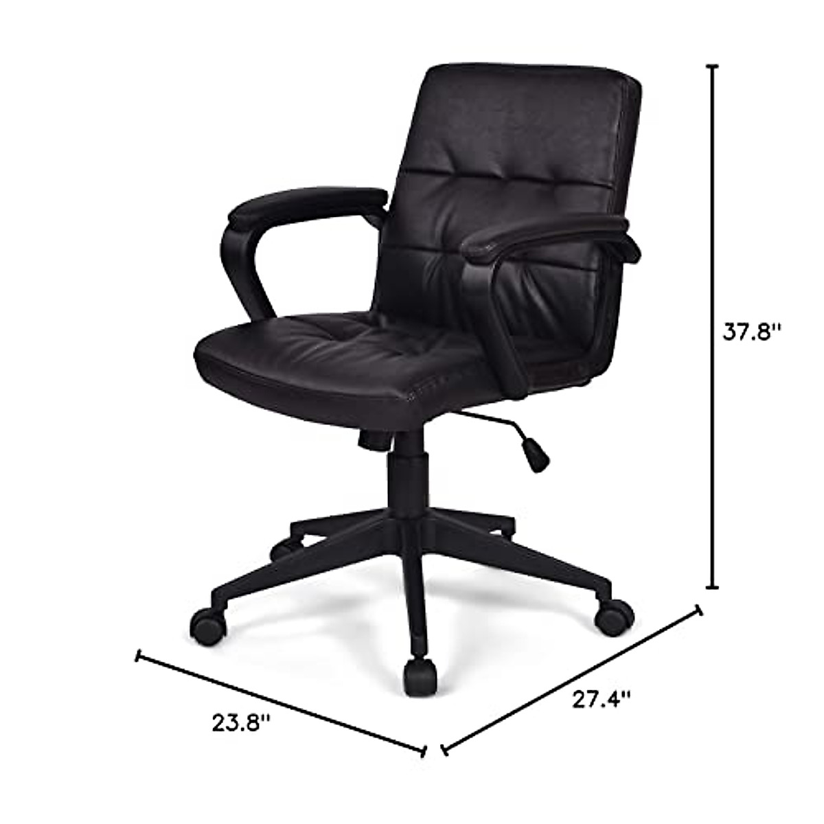 SIMPLIHOME Brewer Swivel Adjustable Executive Computer Office Chair in Distressed Black Faux Leather, for the Office and Study, Contemporary