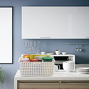 Joyeen 6 Pack Woven Basket, Plastic Small Storage Basket, White