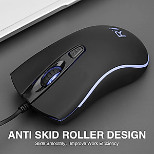 Rii Wired Mouse, RM105 USB Computer Mouse,Blue LED Optical Office Mice for PC,Computer,Laptop,Desktop,Windows (RM105 1PACK)