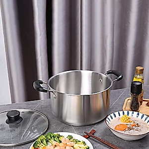 Subron Classic Stainless Steel Stockpot with Lid, Stainless Steel Pot with Lid, Silver (3.9 Quart)