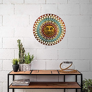 Woerte home 15.75-inch Metal Sun Art Wall Hanging Unique DIY INDOOR and Outdoor Home decoration