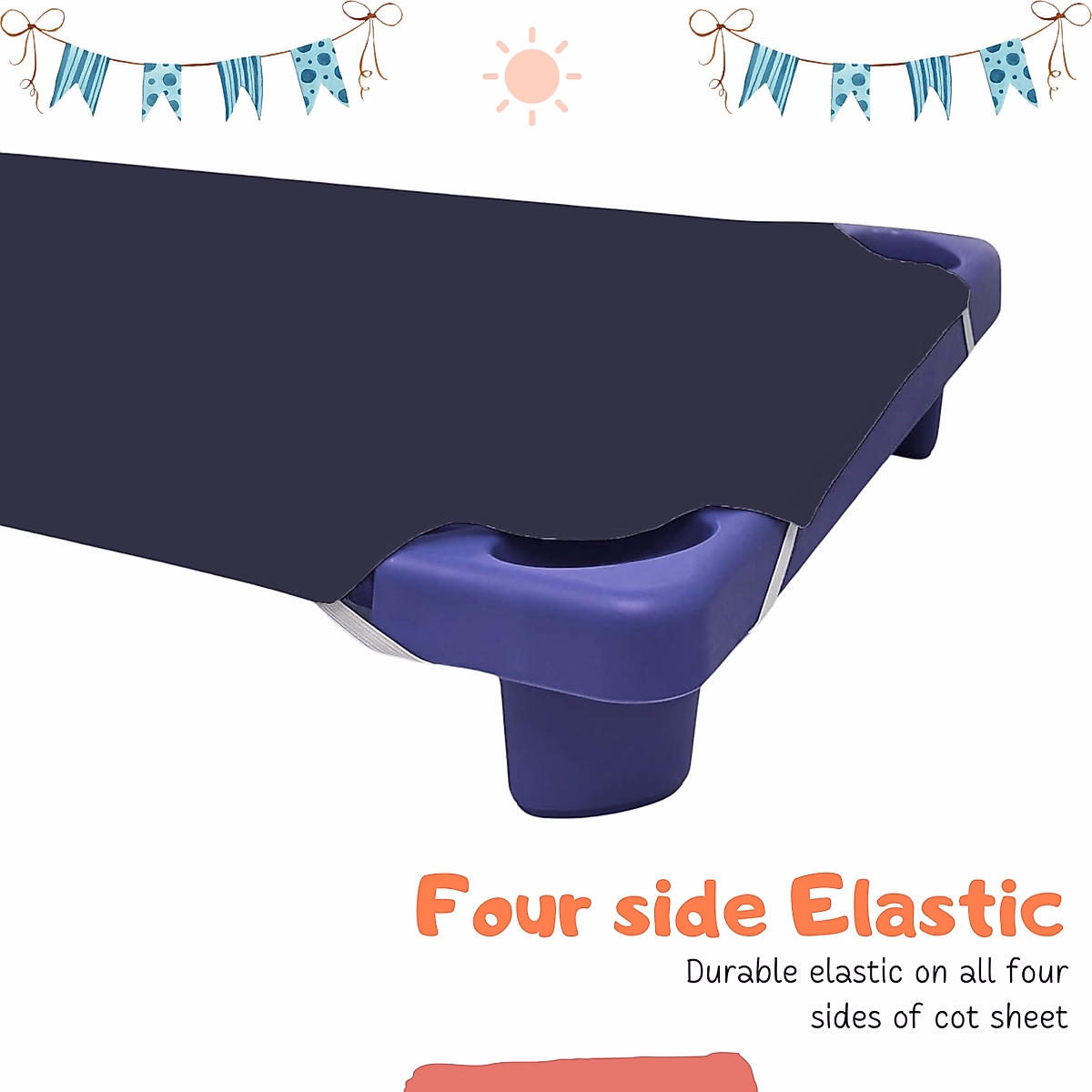 Lukeville Luxury Linen Cot Sheets for Daycare, Pre-School/Standard Size Daycare Cot Sheet 22" x 40" - Sleeping Cot Sheets - Breathable Microfiber Toddler Cot Bed Cover Sheet - (Pack of 6, Navy Blue)