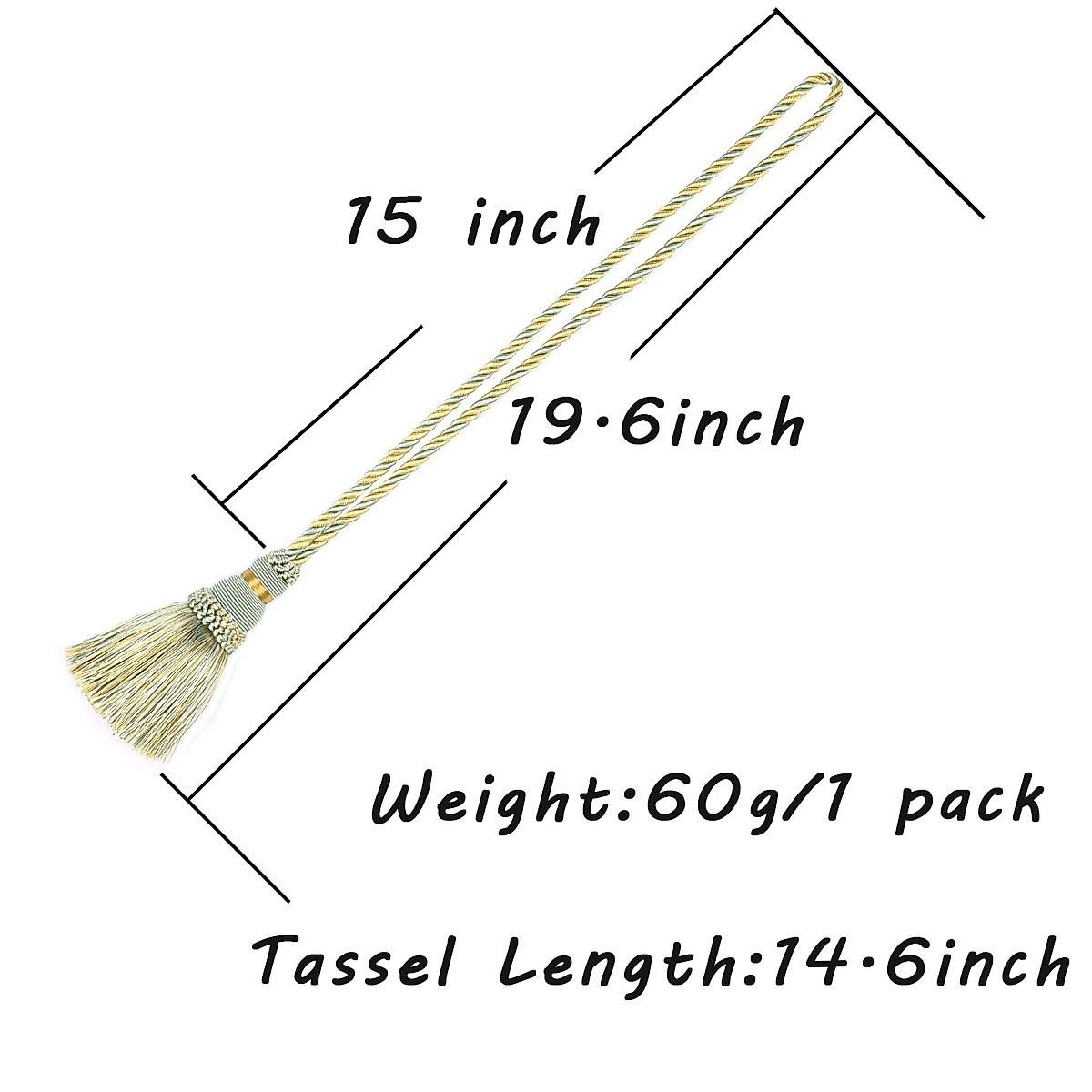 Fenghuangwu 2 Pack Curtain Tie Backs Rope Tassels for Curtains Drape tiebacks Handmade Outdoor Home and Outdoor Decorative (Mix Blue, 2p)