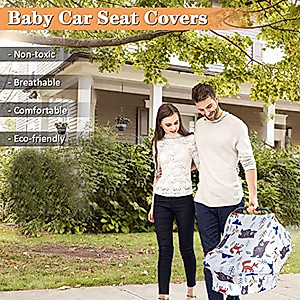 Baby Car Seat Cover, Nursing Cover for Breastfeeding, Baby Carseat Canopy for Boys and Girls, Infant Car Seat Cover, Multiuse Baby Shopping Cart/High Chair/Stroller Covers (Little Bear)