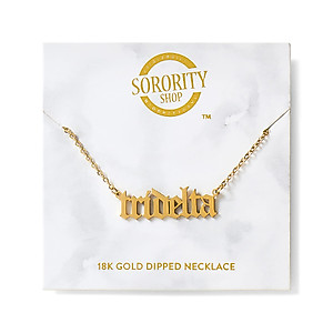Sorority Shop Delta Delta Delta Necklace — DDD Old English Font Design, 18K Gold Plated, Tri Delta Gifts for Women