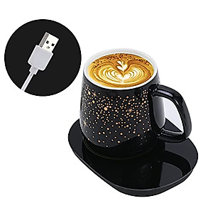 Chauffee CHAUFFEE Coffee Mug Warmer with Mug Set, Auto Shut Off Gravity-Induction, Smart USB Coffee Cup Warmer for Desk. Father's Day, Birthday Gifts for Men and Women (Mug Included), Black (CH001)