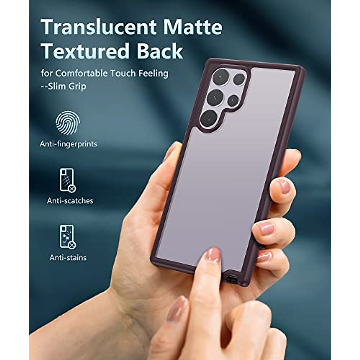 FNTCASE for Samsung Galaxy S22-Ultra Case: Full Drop Proof Protection Translucent Cases | Matte Textured Shockproof Protective Bumper | Rugged Hard Cell Phone Cover for Galaxy S22Ultra 5G