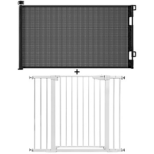 Cumbor 36" Extra Tall, 29.7"- 46" Width Baby Gate for Dogs and Kids & Cumbor 33" Tall, 0"-55" Width Retractable Baby Gate for House, Stairs, Doorways