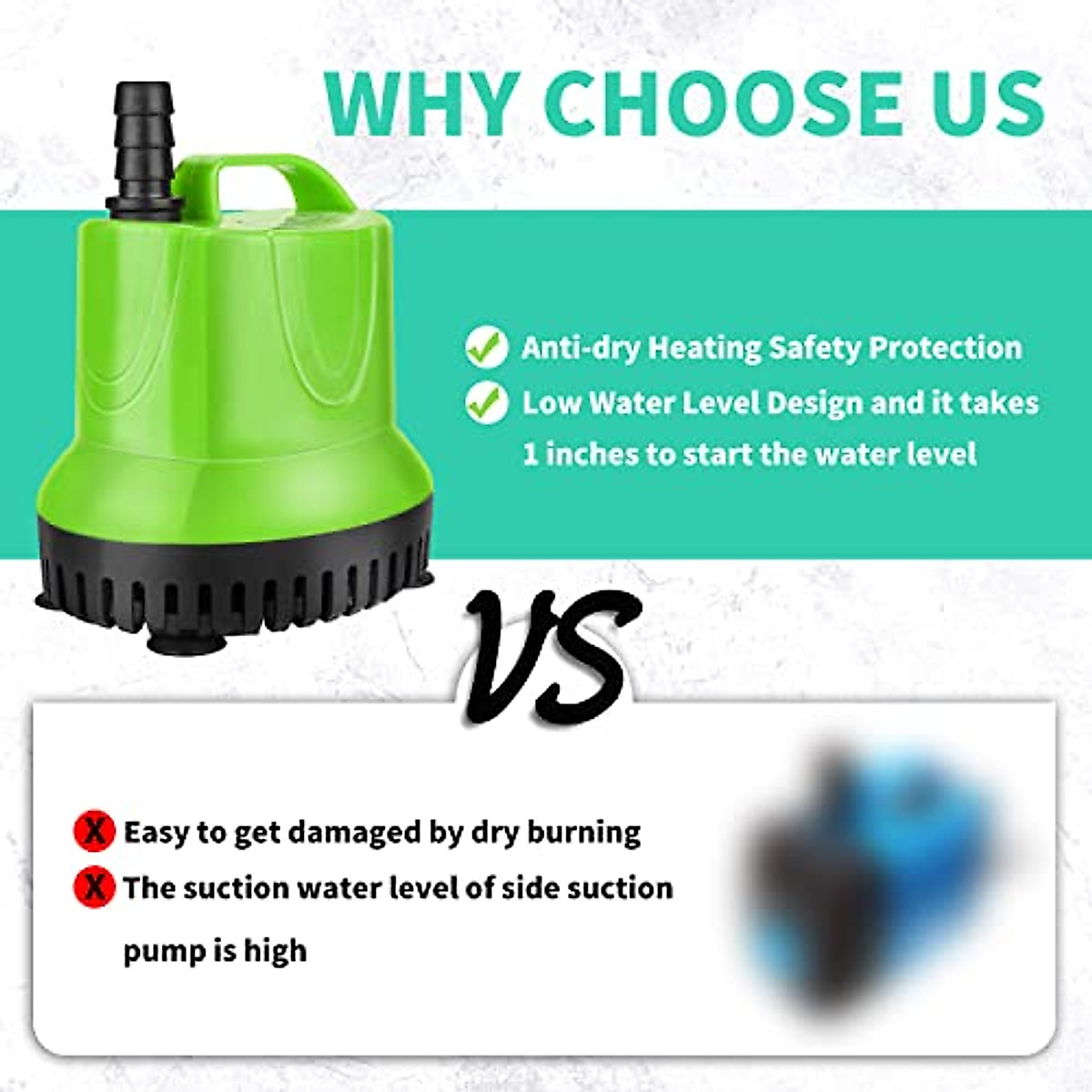 FREESEA 660 GPH 40W Submersible Water Pump for Pond Aquarium Hydroponics Fish Tank Fountain Waterfall