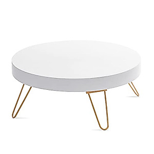 Collapsible White Cake Stand for Dessert Table, Wood Circles 12 inch Cake Stands for Wedding Reception, Cupcake Stand Wood Base with Metal Serving Stand - White Smedley & York