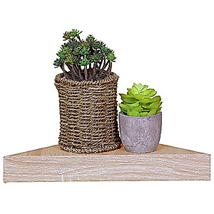 Home Basics Small Corner Floating Shelf (Single Pack), Washed Oak MDF Wall Mount Floating Shelf | Contemporary Shelf for Décor and Essentials | Holds 7lbs.