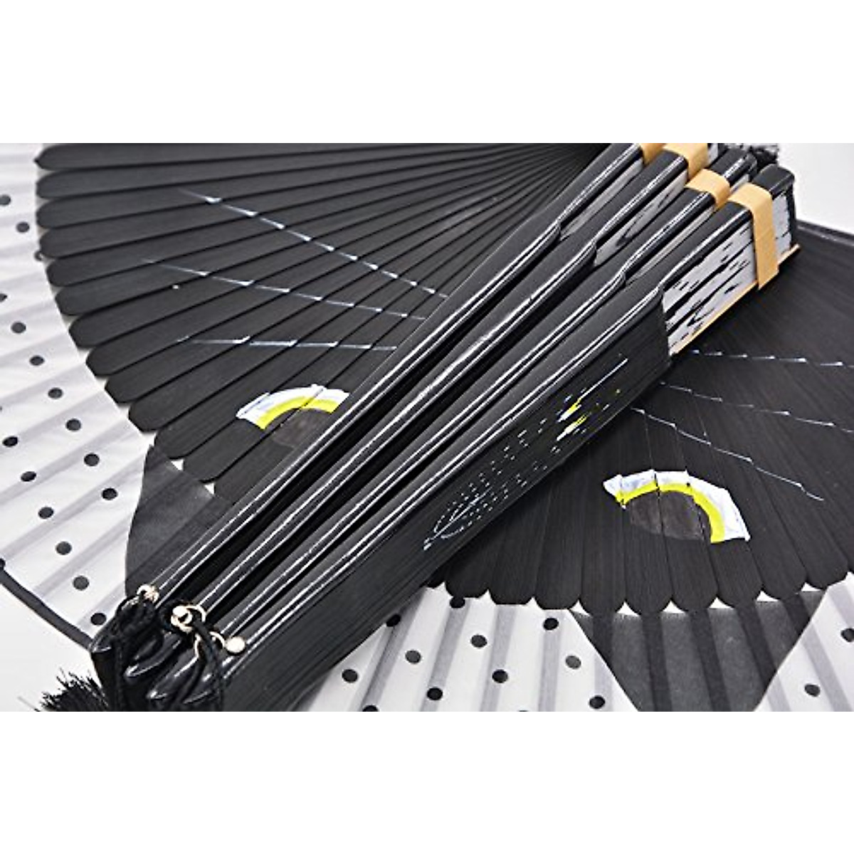 Amajiji Women Lovely Black Cat Folding Silk Fan Handheld Fan for Wedding, Dancing, Church, Party, Gifts (Black)