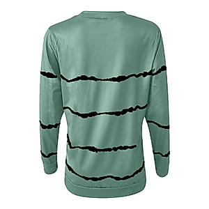 prime big deal days october Long Sleeve Shirts for Women 2023 Casul Crewneck Lightweight Sweatshirts Fashion Print Loose Pullover Trendy Tops Green XXL