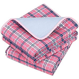 OUTCREATOR 2Pack Bed Pads for Incontinence Mattress Protector Anti-Slip Pads (54" x 34") for Toddlers Kids Pets Pee Pads and Machine Washable Absorbency and Leak Proof Edge(Pink)