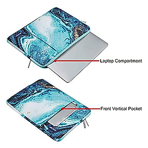 MOSISO Laptop Sleeve Compatible with MacBook Air/Pro, 13-13.3 inch Notebook, Compatible with MacBook Pro 14 inch 2023-2021 A2779 M2 A2442 M1, Polyester Vertical Creative Wave Marble Bag with Pocket