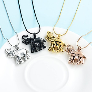 AIWENXI Animal Cremation Jewelry Elephant Urn Necklace for Ashes Stainless Steel Memorial Necklaces Keepsake Jewelry for Human Pet Ash Holder with Filler Tool(Gold)