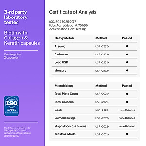 Biotin and Collagen Supplements with Keratin – Hair Skin and Nails Vitamins: Biotin 5000mcg, Keratin, Collagen for Women & Men – Skin & Hair Vitamins, Nail and Hair Growth Supplement – 60 Capsules