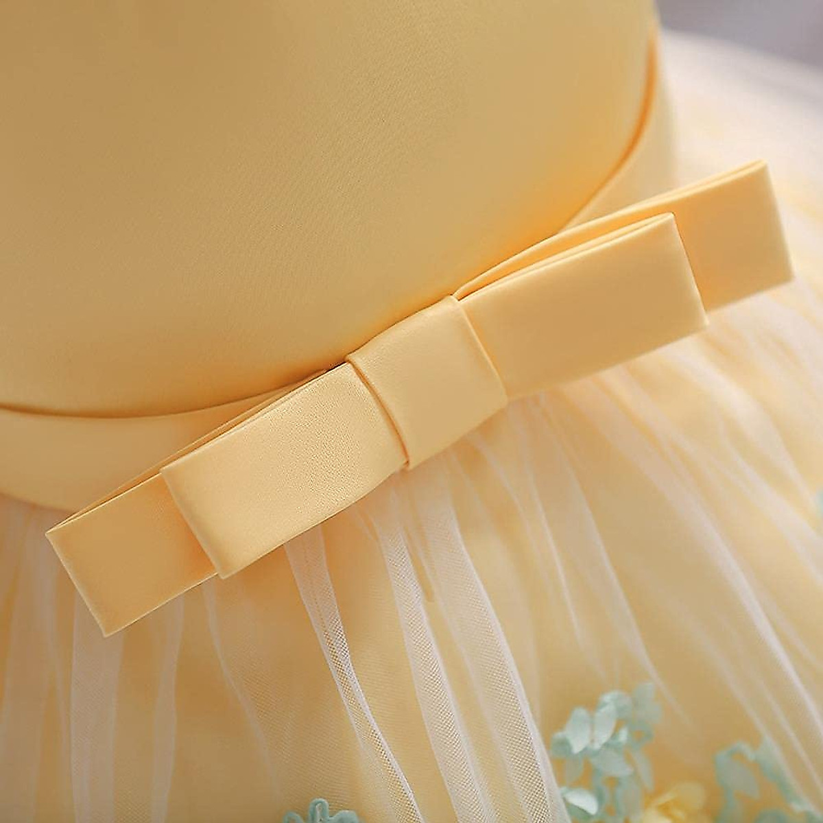 Dressy Daisy Baby Girls Wedding Flower Girl Pageant Dress Party Tulle Skirt for Special Occasion Size 18-24 Months Yellow