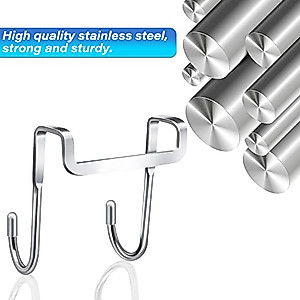 2 Pack Shower Door Hooks 304 Stainless Steel with 1M Nano Tape, Jcabin Over Shower Glass Door Hooks for Bathroom Frameless Glass Shower Door for Hanging Clothes, Towel - Silver