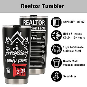 FROOBLEQUIRK Realtor Tumbler 20 Oz with Keychain – Real Estate Agent Gifts, Closing Gifts for Realtors, Must-Have Accessory