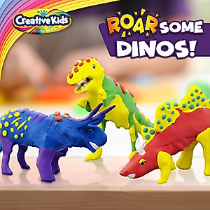 Creative Kids Dinosaur Air Dry Clay Kit for Kids - Build 3 Dinosaur Toys with Modeling Clay - Arts Crafts for Kids Ages 4-8 - Make Build Your Own Craft Dino STEM Models for Boys Girls