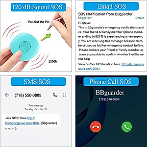 Self Defense Personal Alarm Keychain for Women with GPS Position BBguarder App SOS Alert by Sound/Call/Email/SMS Security Safe Protection Devices 120 Db Gifts for Girlfriend Wife Birthday Holiday Aqua
