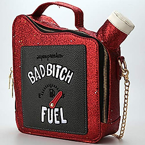 QiMing Gasoline Shoulder Handbag,Sequins PU CrossBody PursesTote Bag for Women(Red)