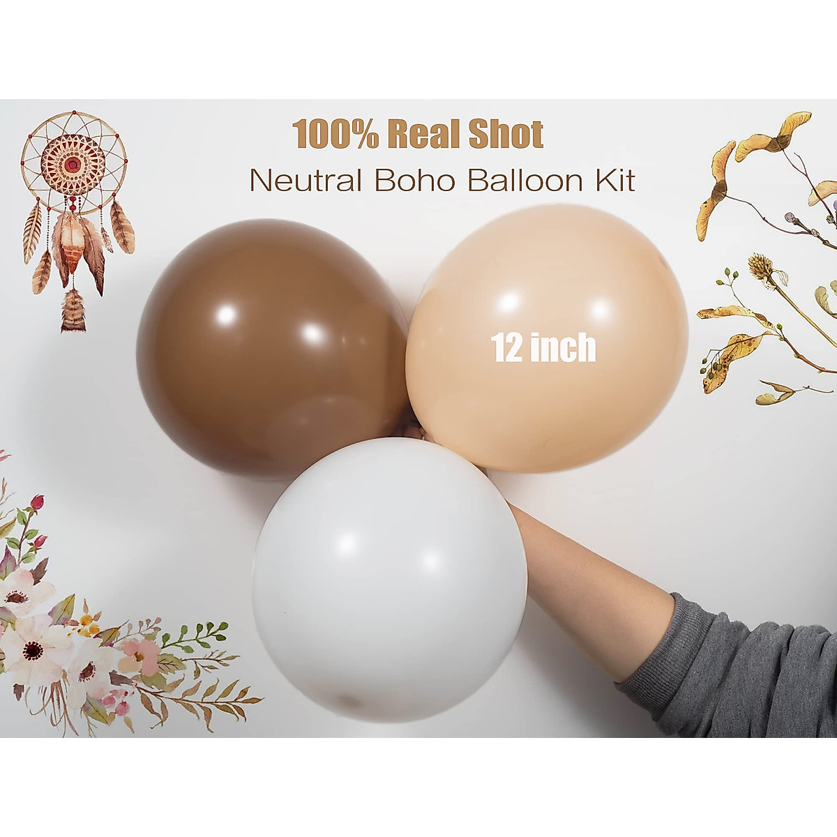 Neutral Balloon Garland Kit Boho Gender Reveal Balloons Arch Brown Nude Tan Coffee Beige Cream Matte White Dark Light Latex Globos Different Sizes Teddy Bear Baby Shower Safari Decoration For Boy Girl