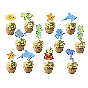 Under the Sea Animals Cupcake Toppers 12 PCS, Cake Picks, Baby Shower, Animals Birthday Party Decorations Supplies, Ocean Sea Themed …