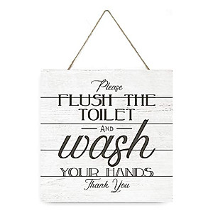 MRC Wood Products Flush The Toilet Wash Your Hands Wooden Plank Sign 7.5x7.5