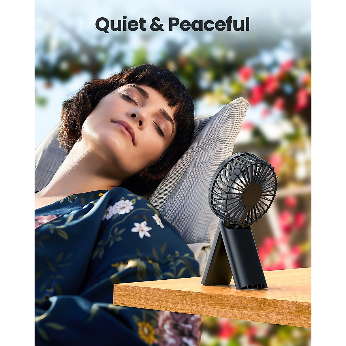 Mini Handheld Portable Foldable Small Fan USB Rechargeable Personal Fan Neckable Desktop 4-speed 3-in-1 Mute Handheld Small Fan 6-15 Hours Continuity Suitable for Summer Travel Camping Outdoor Kids
