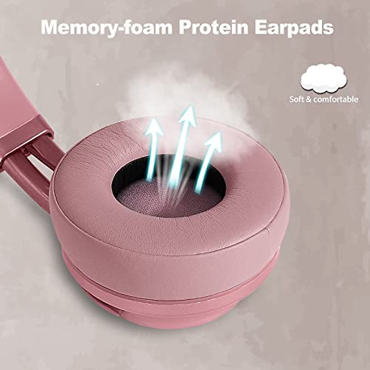 REETEC Wireless Bluetooth Headphones Over-Ear - [40 Hrs Playing Time, Soft Protein Earpads] Foldable HiFi Stereo Wireless Headphones with Microphone, Deep Bass Headset for Phone, PC, iPad - Rose Gold