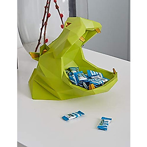 HAUCOZE Candy Dish Cookie Jar Hippo Gifts Sculpture Modern Decor Statue Table Centerpiece Crafts Polyresin Figurine Arts Blue 7.8inch