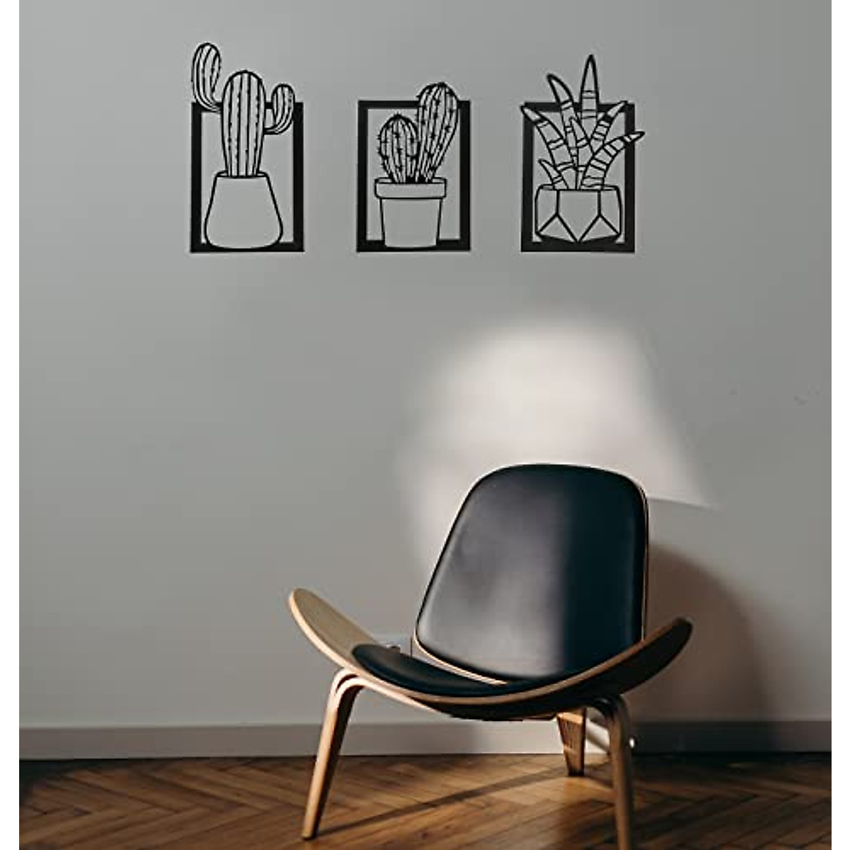 EFOLKI Metal Wall Art Decor, Boho Farmhouse Home Kitchen Bathroom Bedroom Living Room Wall Decor, Outdoor Patio Garden Wall Decor, Plant Cactus Metal Wall Art Hanging (Black)