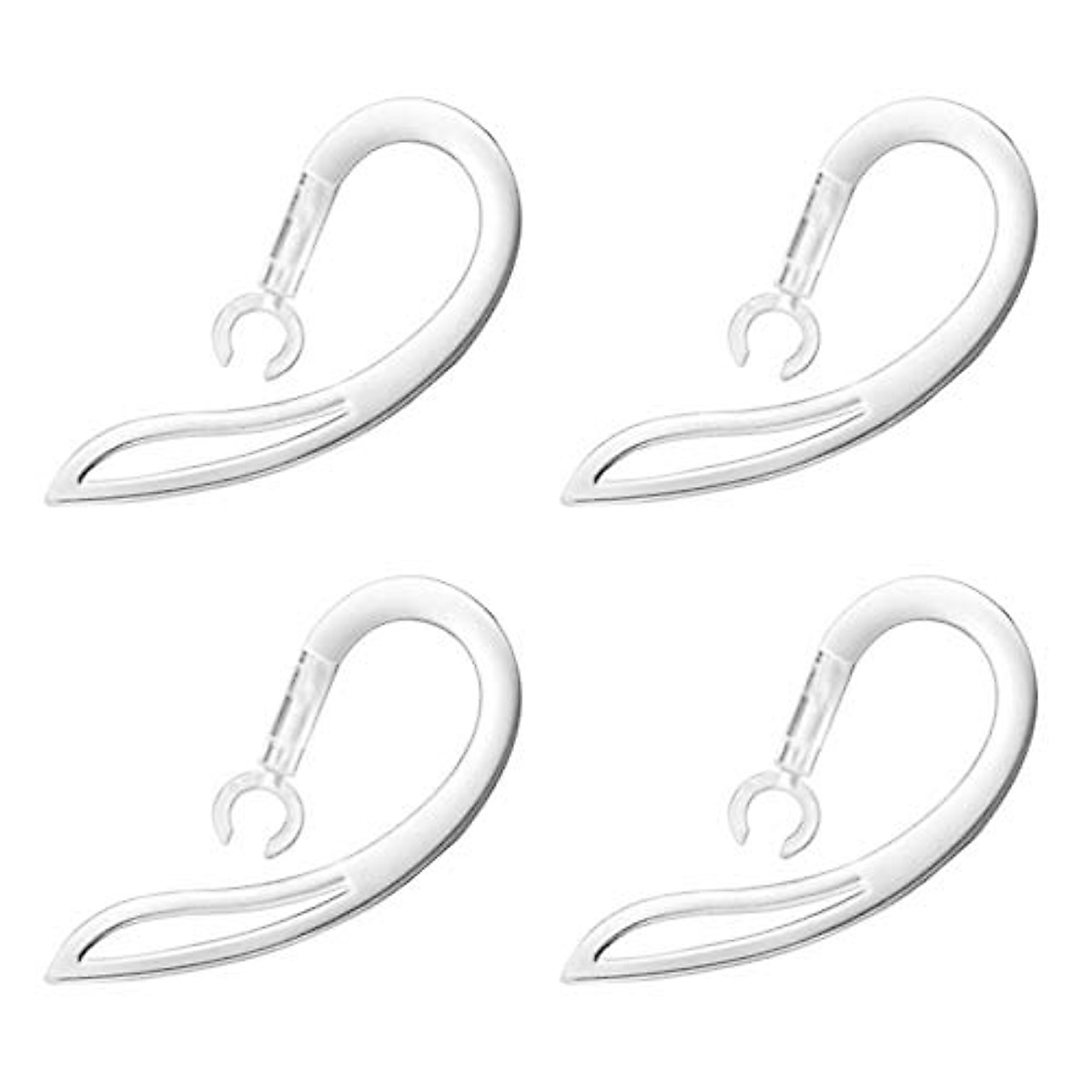 Marnana Ear Hooks, Flexible Ear Piece Clamp, Universal 0.24 Inches Clear Replacement Ear Loop Clips for Single Ear Bluetooth Heaset - Set of 4