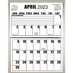 Jumbo Large Print 2023 Wall Calendar | 13-months | 17" x 22" hanging on wall | 17" x 11" closed