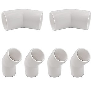 MARRTEUM 1/2 Inch 45 Degree PVC Elbow Fitting Pipe Corner Connector for Greenhouse Shed/Garden Support Structure/Storage Frame, Furniture Build Grade SCH40 [Pack of 6]