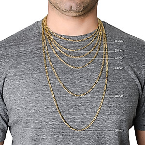 Kooljewelry 14k Yellow Gold Filled Solid Figaro Link Chain Necklace (4.35 mm, 20 inch)