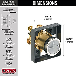 Delta Faucet R10000-UNBX MultiChoice Universal Tub and Shower Valve Body for Tub Faucet Trim Kits , Black